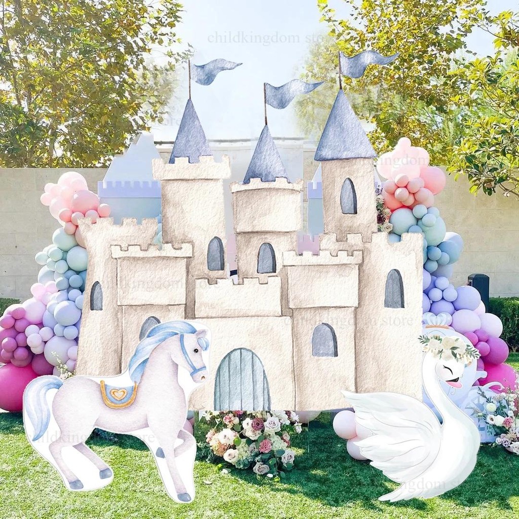 Princess Birthday Castle Cutouts Cardboard Pink Blue Castle Carousel ...