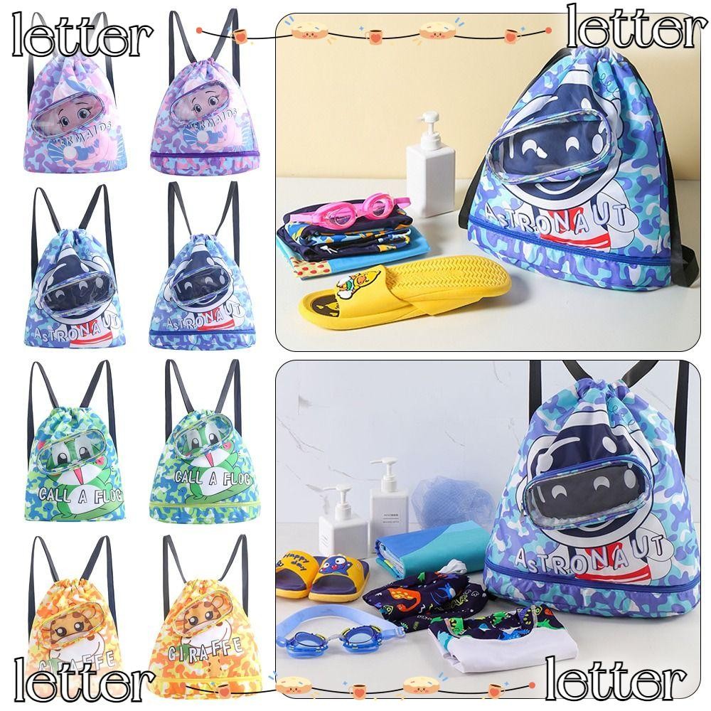 LETTER Children Swimming Bag, Dry Wet Separation Beach Bag Kid Swim Bag ...