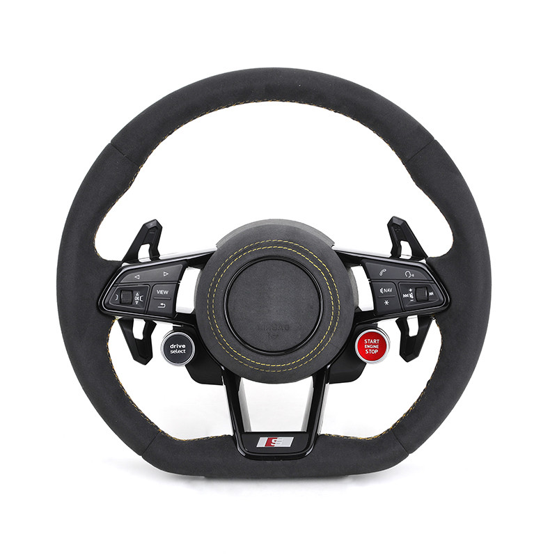 With Start Button R8 S-Line Full Alcantara Leather Steering Wheel for ...