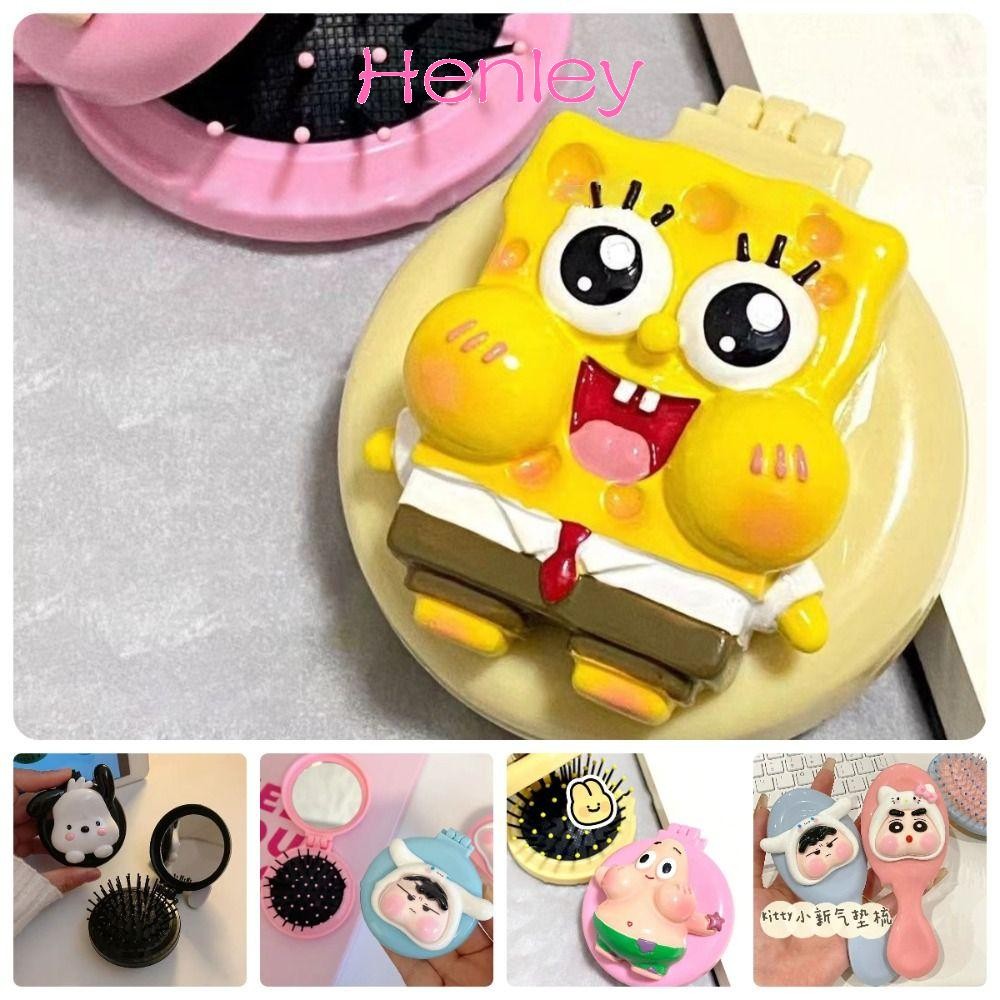AMONGOF Cartoon Mini Hair Brush, Portable Spongebob Massage Comb, Cute ...
