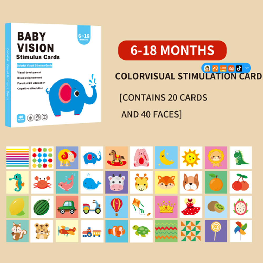 Montessori Baby Flash Card Baby Visual Stimulus Cards 0-36 Months ...