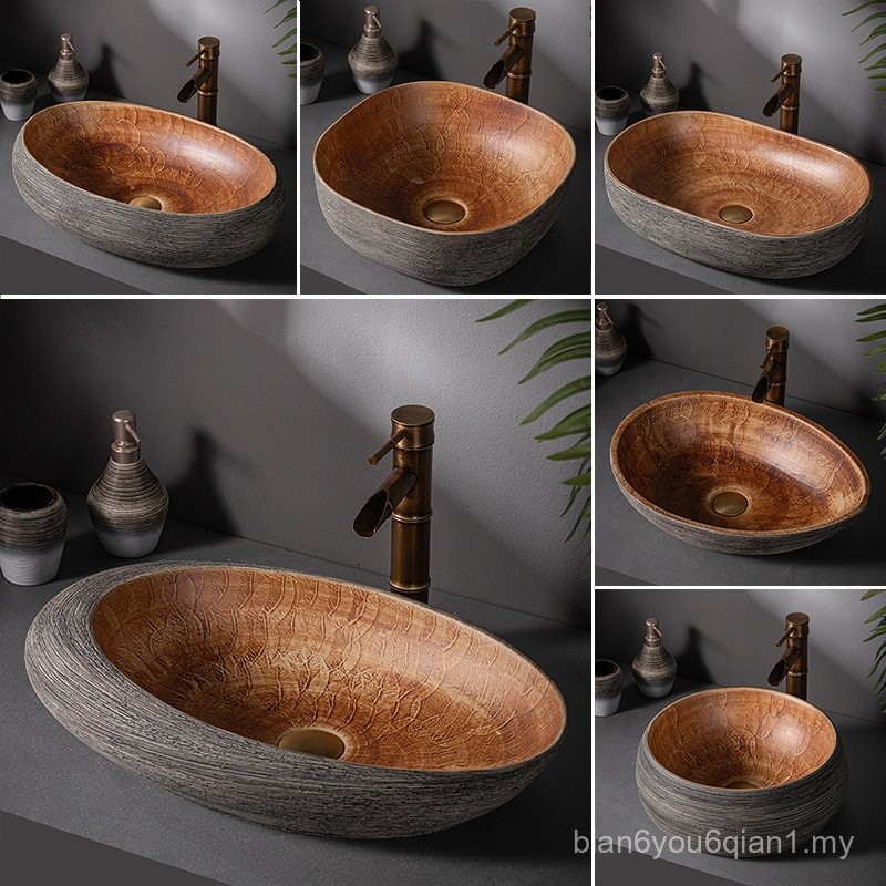 Countertop Basin Wash Basin Wash Basin Ceramic Art Retro Wash Basin ...
