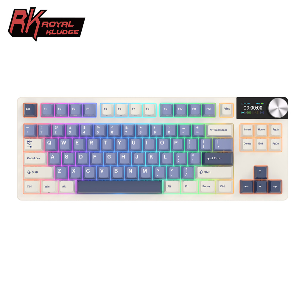 Royal Kludge RK S85 Horizon Blue 85 Key Knob Buttons Tri-Mode Wireless ...