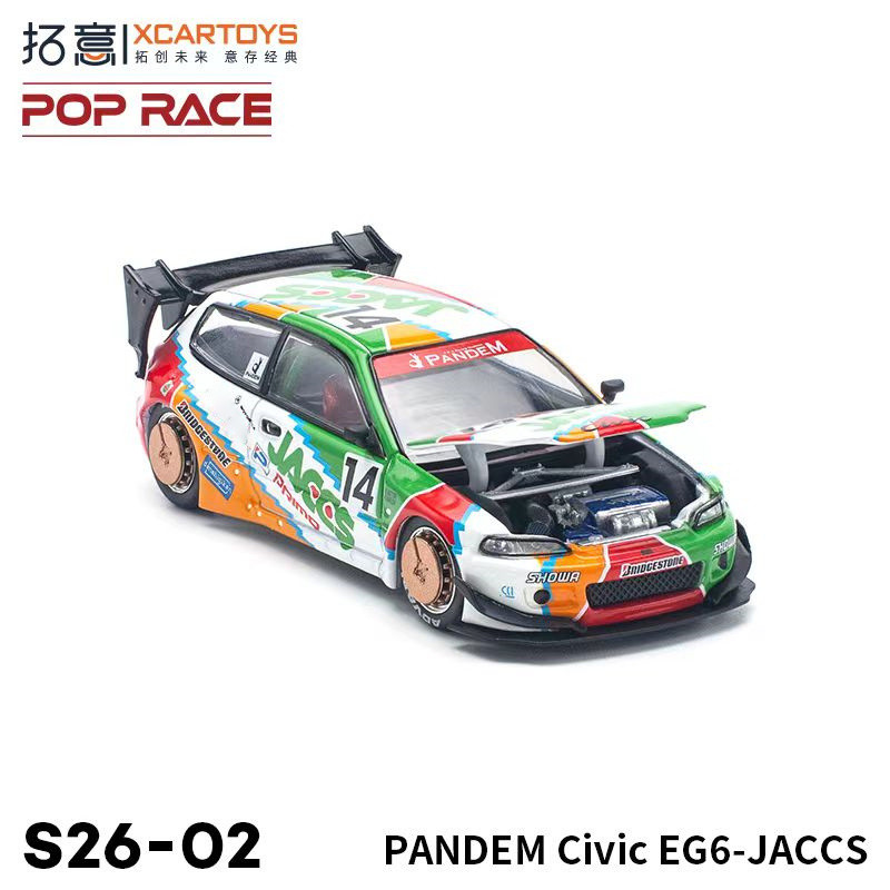 Xcartoys x POP RACE 1:64 Civic EG6 PANDEM JACCS Diecast Model Car ...