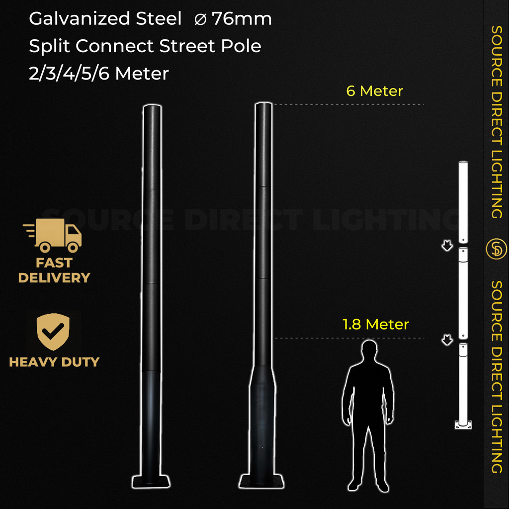 Pole, Tiang Street Light Solar Pole 76mm 1-6M Parking Pole CCTV Camera ...