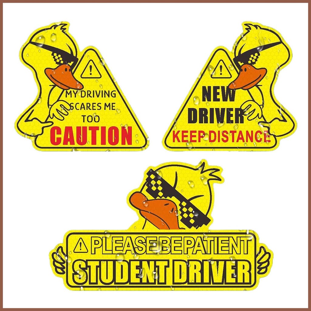 New Driver Sign 3 Pieces Bumper Cute Duck Sticker Safety Warning Sign ...