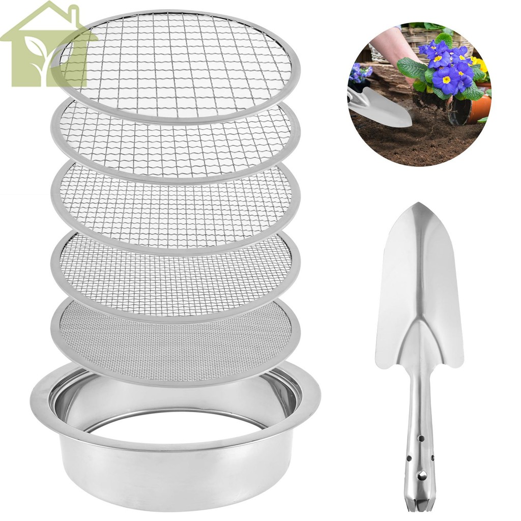 Soil Sieve Set with 9.45inch Diameter 5 Grid Sizes 1/3/6/9/12mm ...