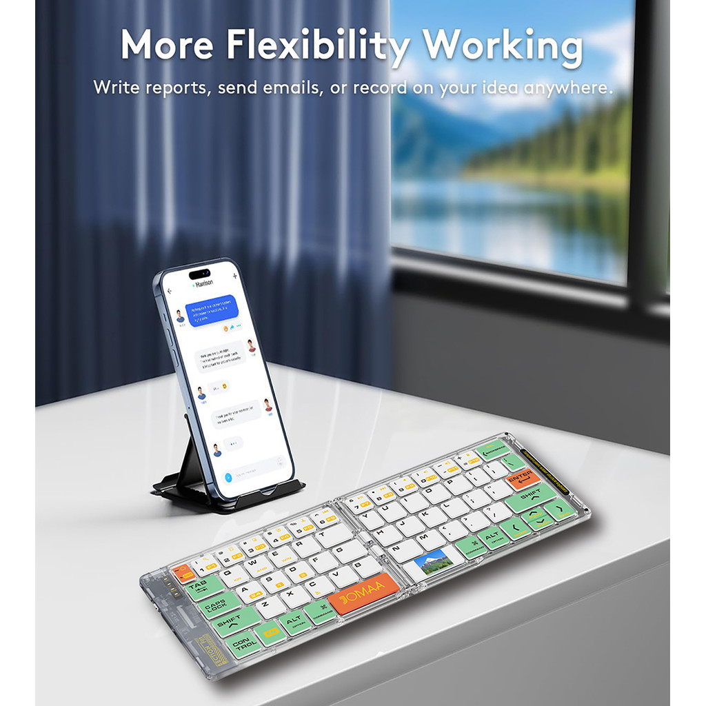 Foldable Bluetooth Keyboard Folding Transparent Keyboard with Mouse ...