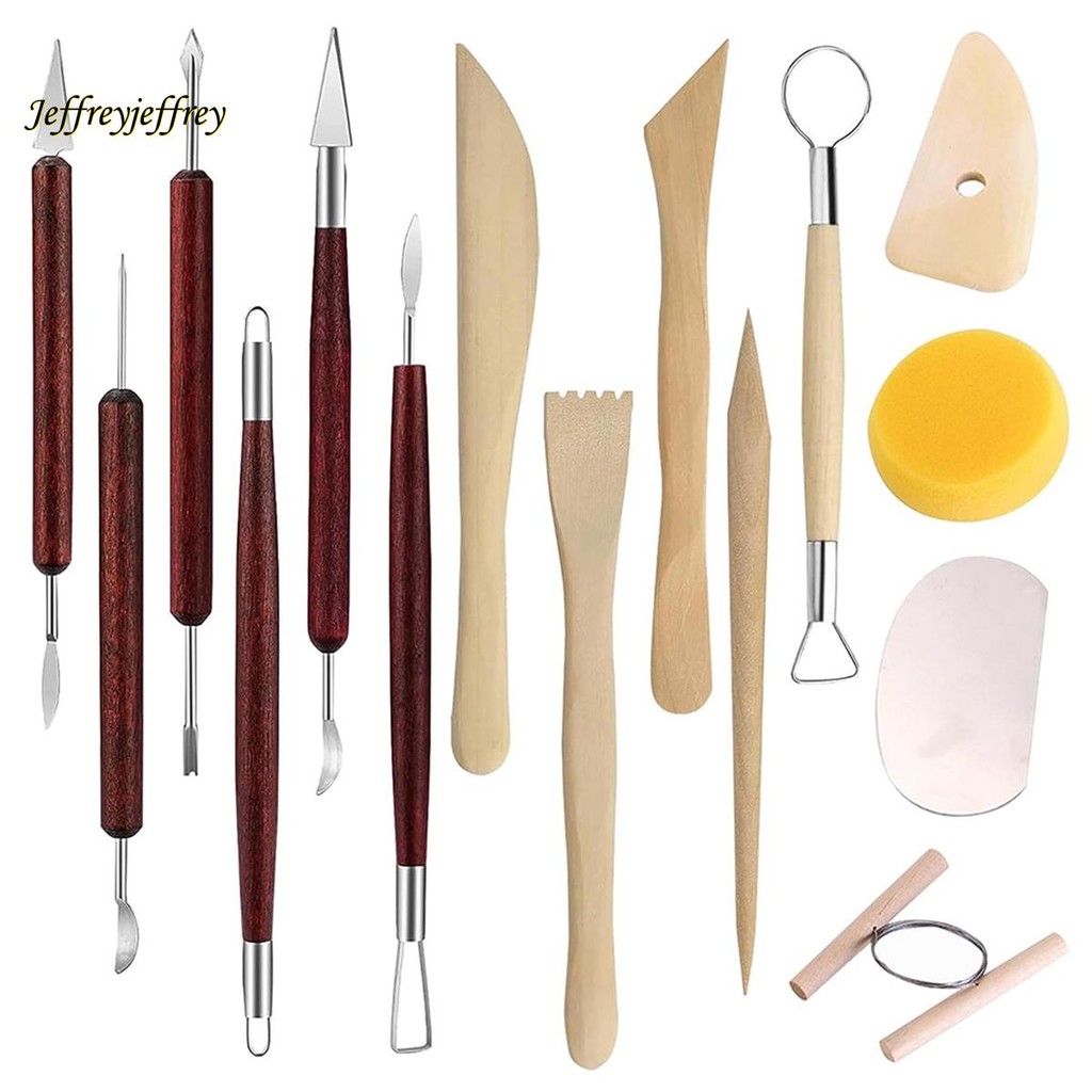 15PCS Pottery Carving Tools Set Kit Air Dry Polymer Clay Sculpting Tools Kit Clay Tool Kit for ...