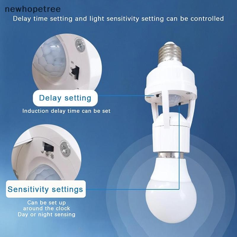 Ntmy E27 Human Body Sensing Lamp Head Socket LED 100-240V E27 Lamp Base Intelligent Light Bulb ...