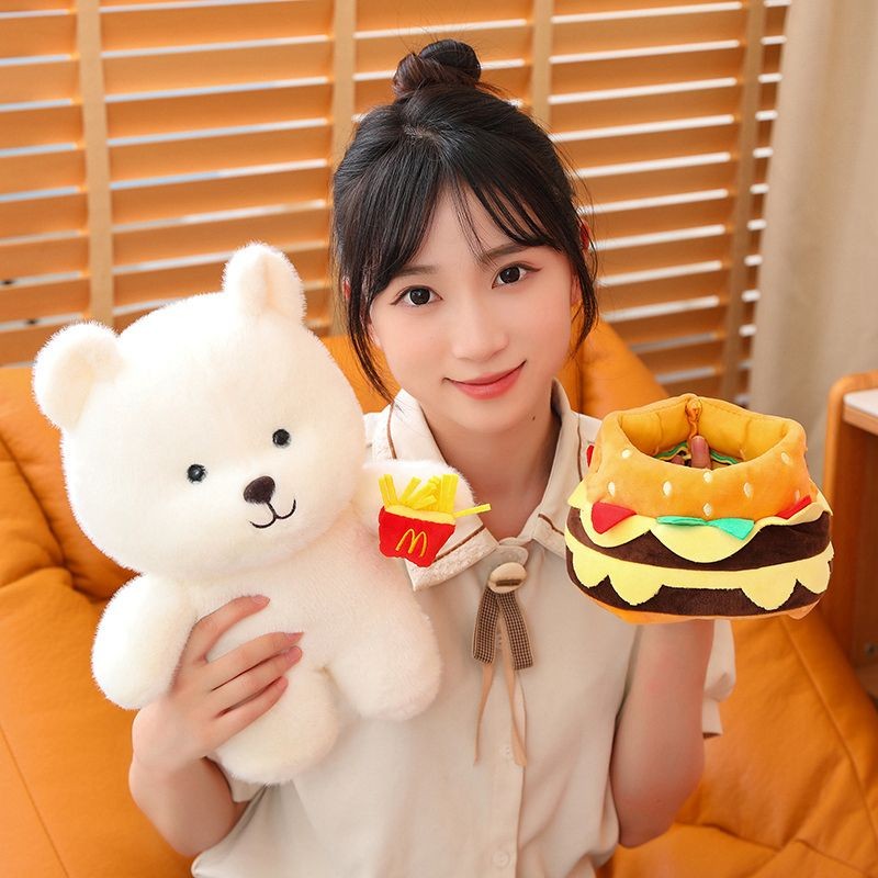 Burger Bear Doll Plush Toy Ragdoll Teddy Bear Children Doll Sleeping ...
