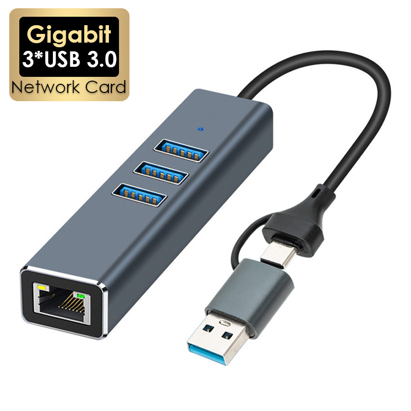 USB/USB-C 1Gbps Hub Docking Station Type C to RJ45 1000Mbps Ethernet ...