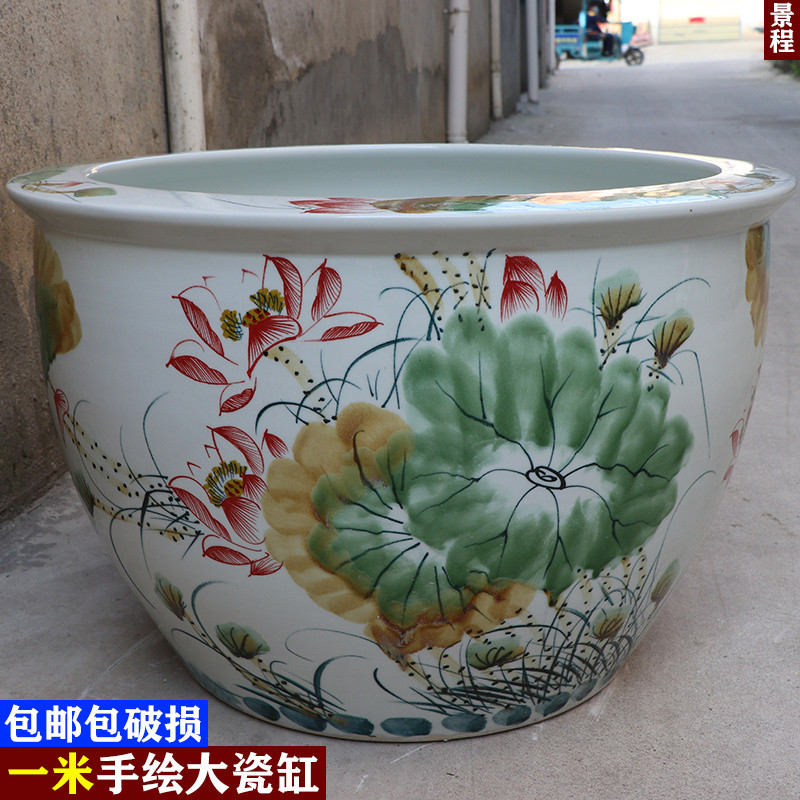 Tangki Ikan Seramik Biru dan Putih Jingdezhen Tangki Air Lebih Besar ...