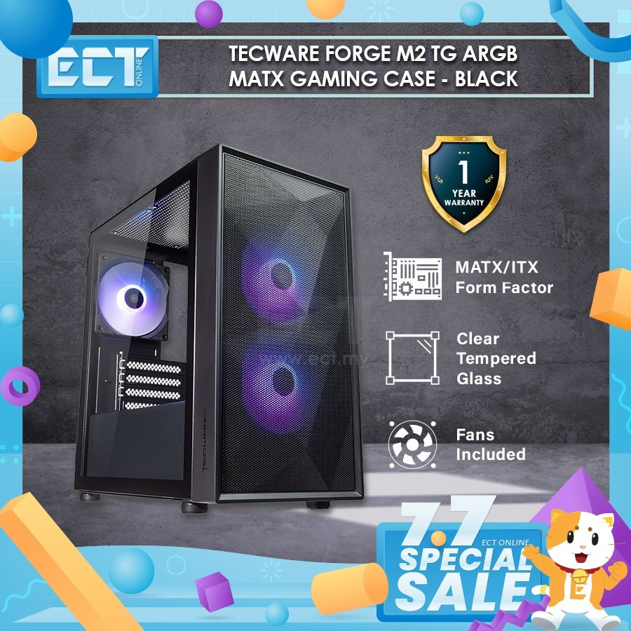 Tecware Forge M2 TG ARGB MATX Gaming Case - Black | Shopee Malaysia