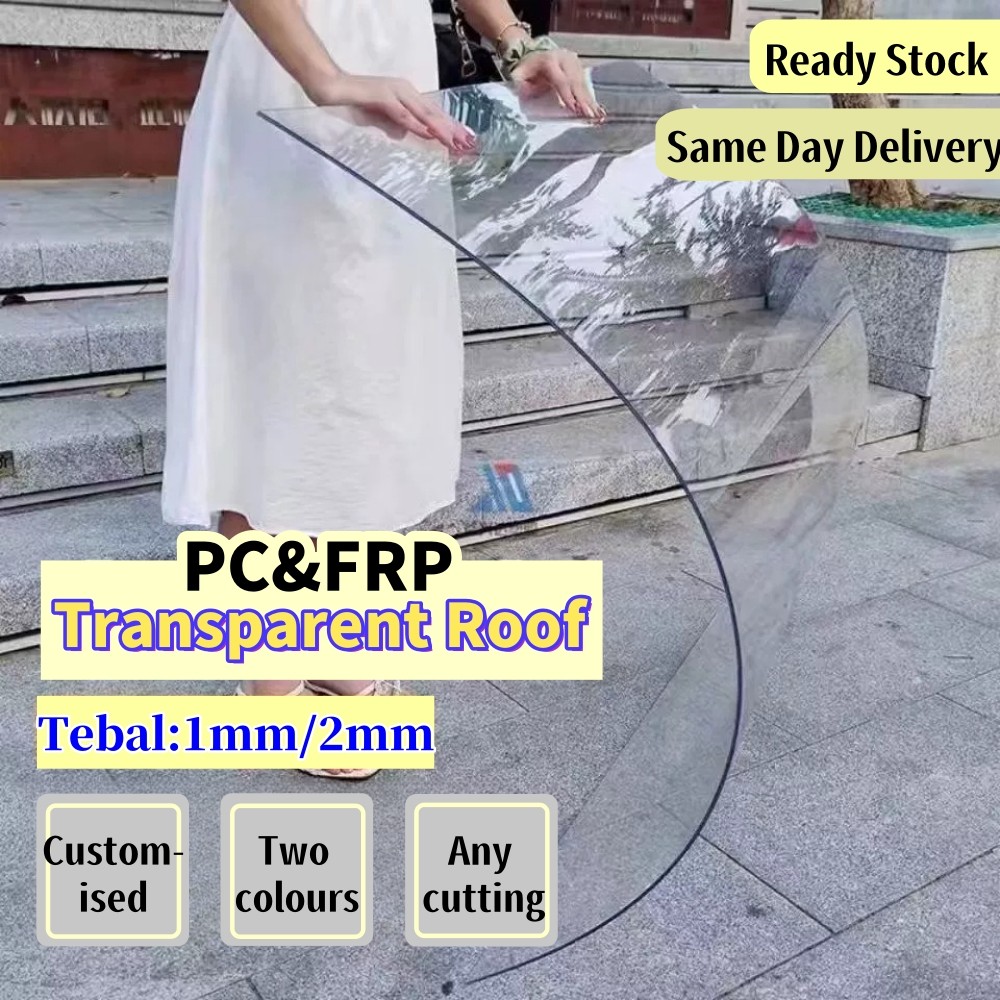 Polycarbonate Sheet/Tebal 1mm/2mm/Pc Flat Transparent Roof/Atap Cerah ...