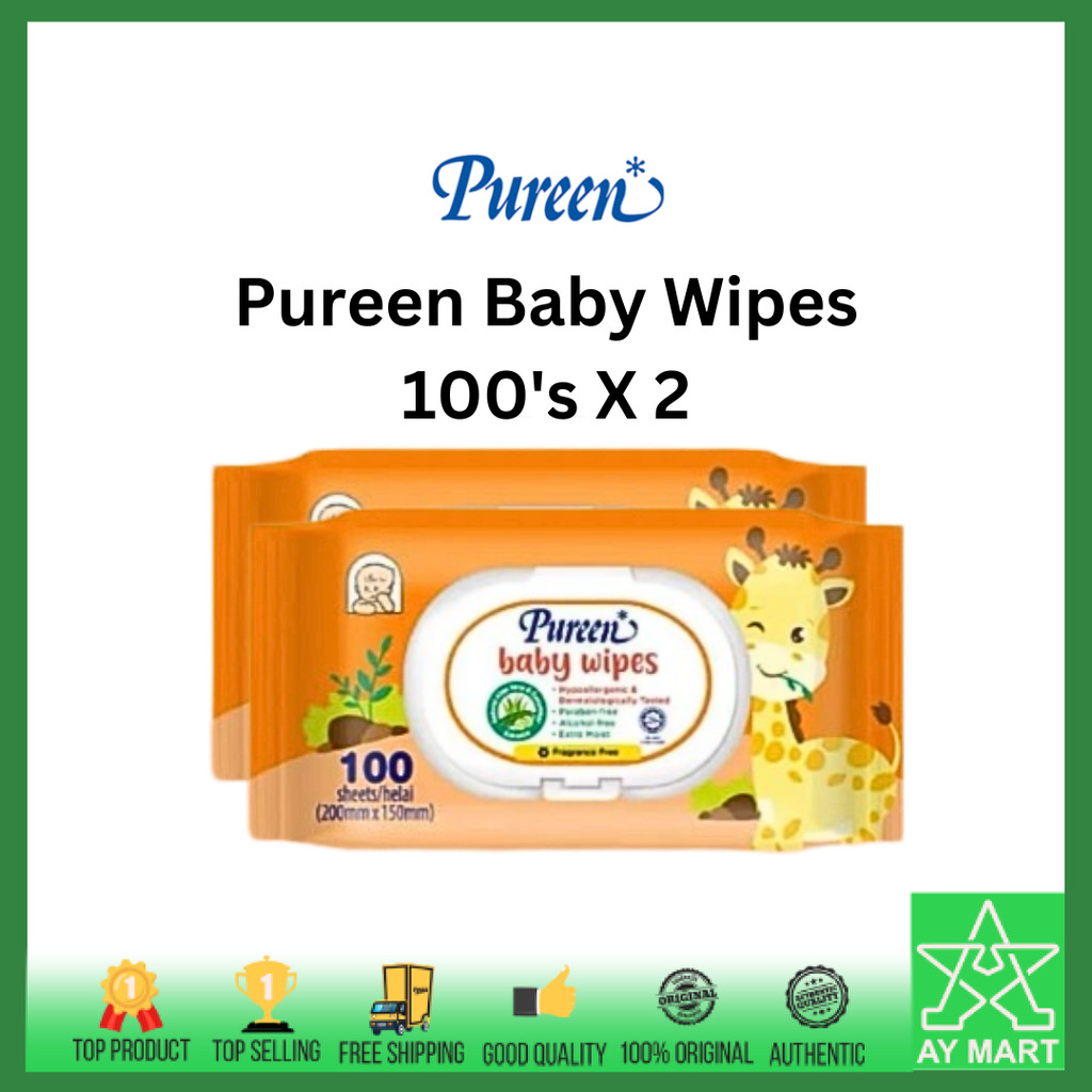 Pureen Baby Wipes 100 Sheets (100's x 2) Wiping For Baby and adult ...