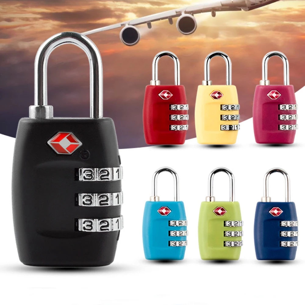 3 Digits Key Anti Cut Small Portable Travel Padlock Luggage Suitcase ...
