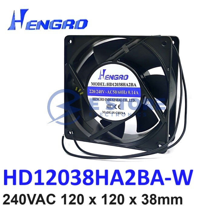 HENGRD 240VAC Axial Blower Fan with Sleeve Bearing 120 x 120 x 38mm (HD12038HA2BA-W) | Shopee ...