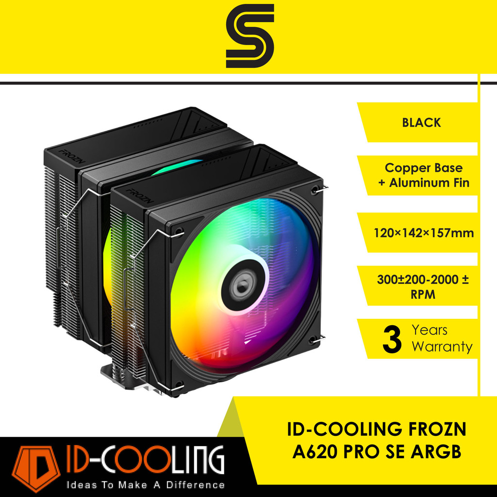 ID-COOLING FROZN A620 PRO SE ARGB Dual Tower CPU Cooler [ID-CPU-FROZN-A620-PRO-SE-ARGB] | Shopee ...