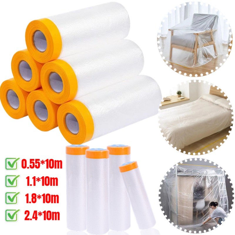 10M/Roll Portable Disposable Transparent Furniture Protective Film Self ...