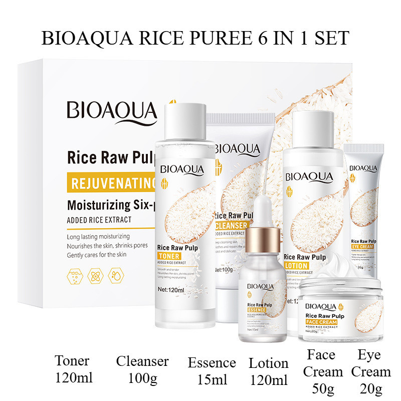 BIOAOUA Rice Puree Series Skincare Product 6 IN 1 Set / Set produk ...