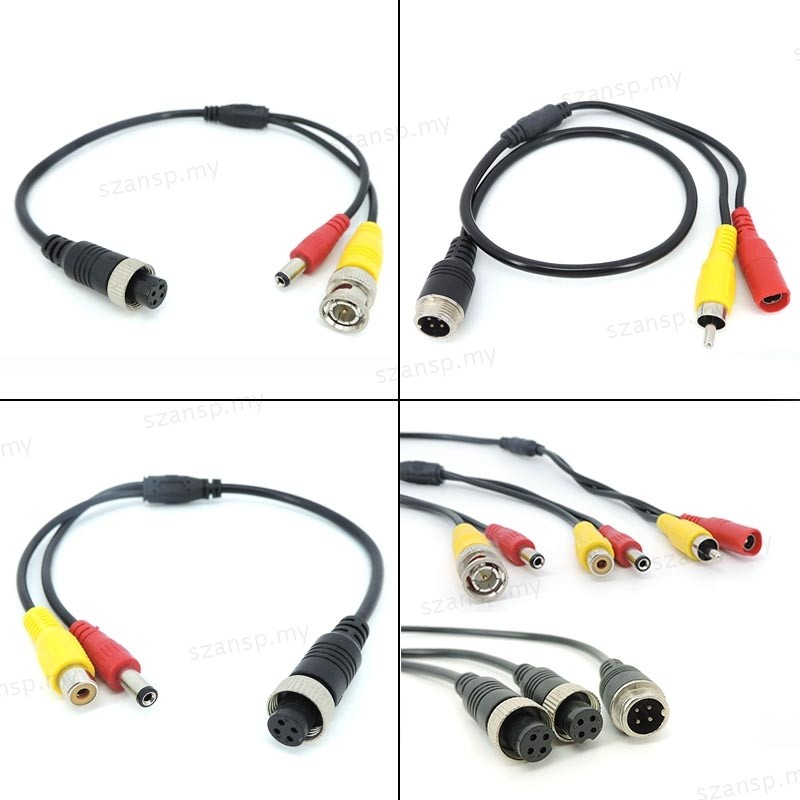 Aviation Head M12 4Pin male female to BNC DC RCA MALE FEMALE Extension ...