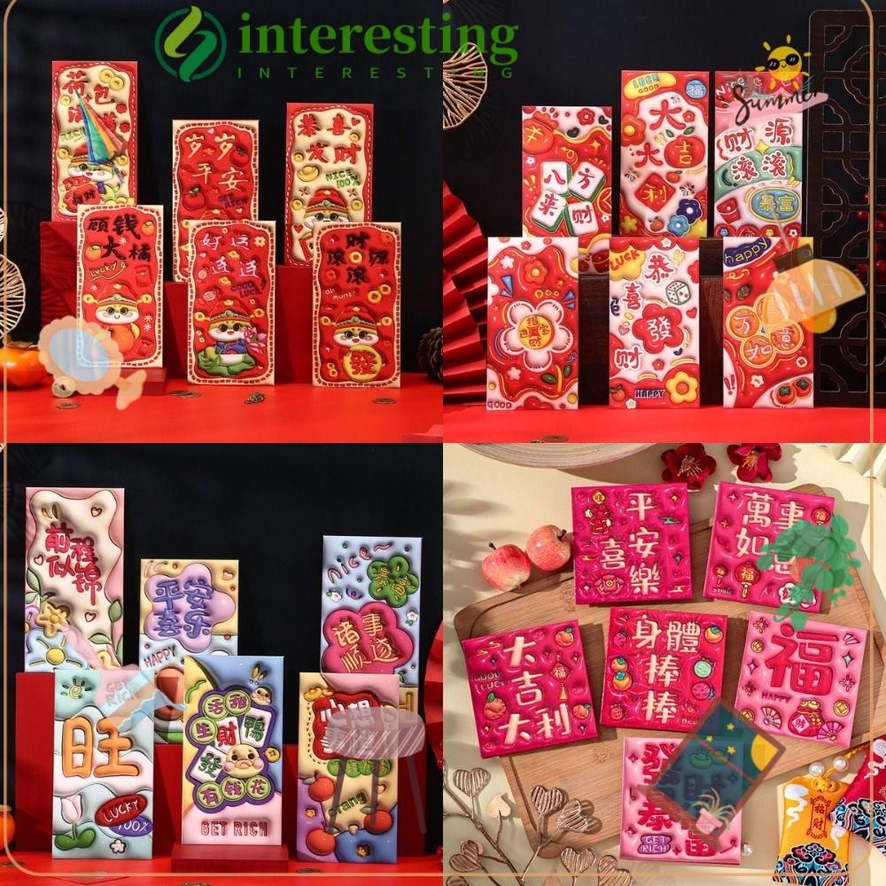 INTERESTING 6Pcs Chinese Red Envelope, Traditional Cartoon Snake Packet ...