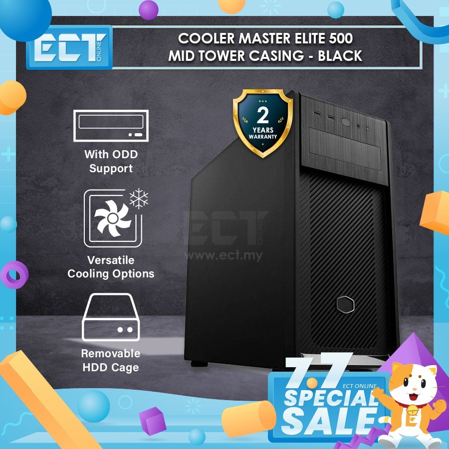 Cooler Master Elite 500 Mid Tower Casing with ODD Steel with PN500 PSU ...
