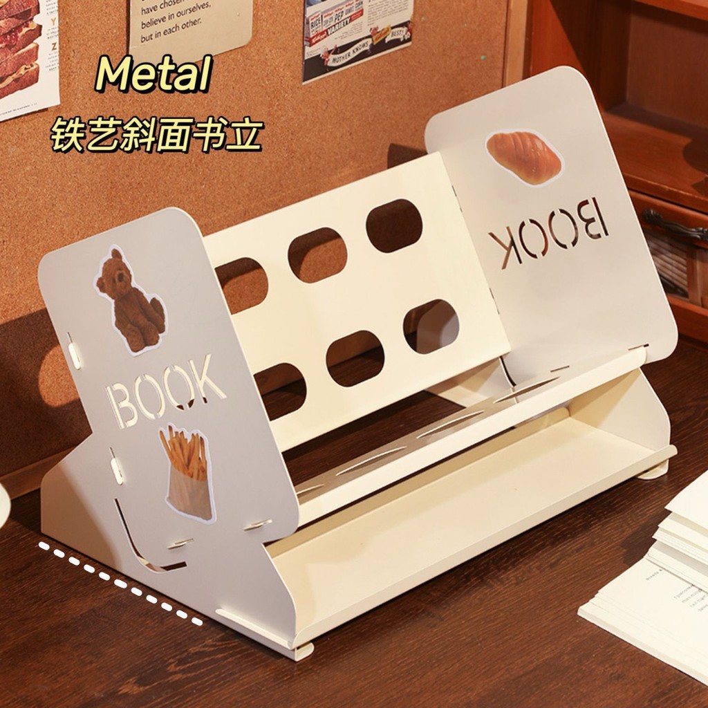 Iron Sloping Book Stand, Office Desktop Storage Rack, High School ...