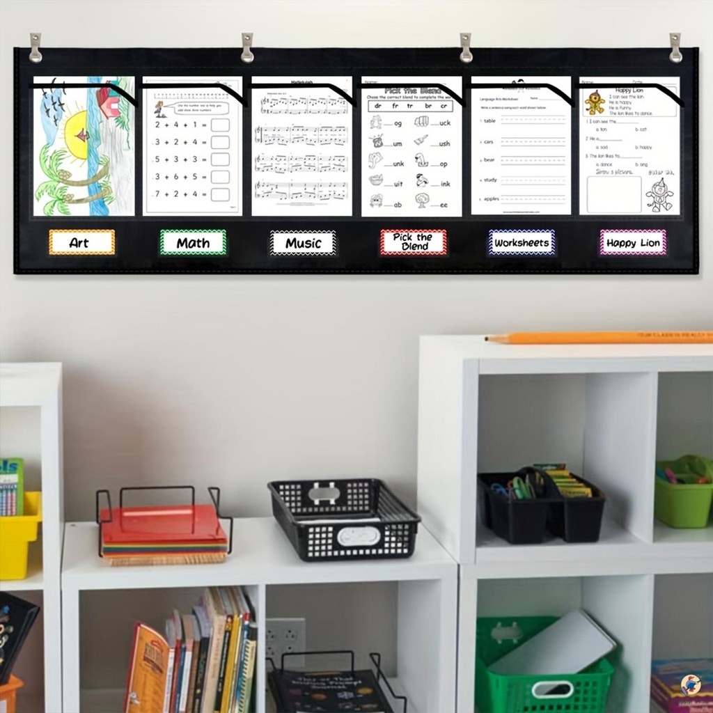 Horizontal Wall Pocket Charts with Labels Convenient to Use with 6 ...