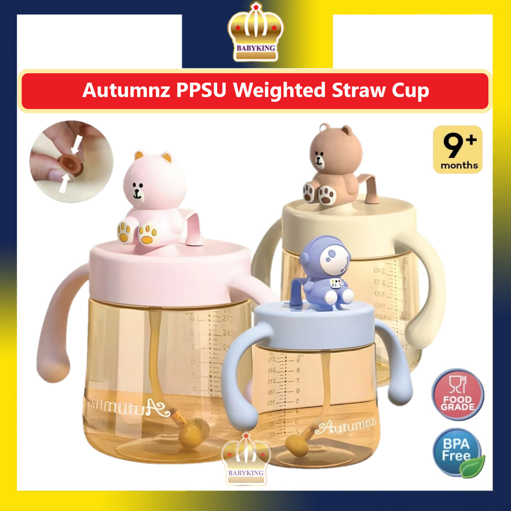 Original Autumnz PPSU Weighted Straw Cup with Handle | Baby Straw Cup 300ml/10oz (9m+) | Shopee ...