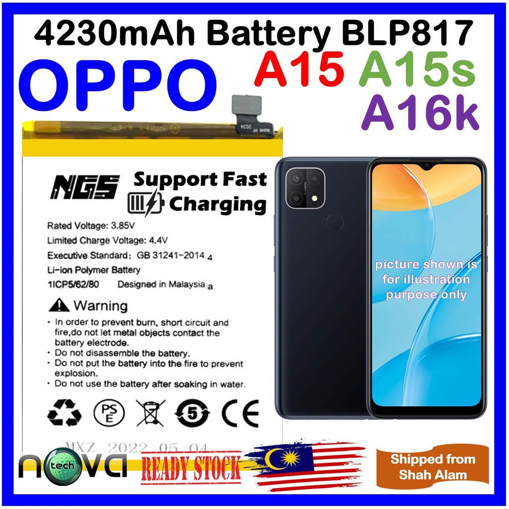 ORIGINAL NGS 4230mAh Battery Bateri BLP817 Fit For OPPO A15 / OPPO A15s ...
