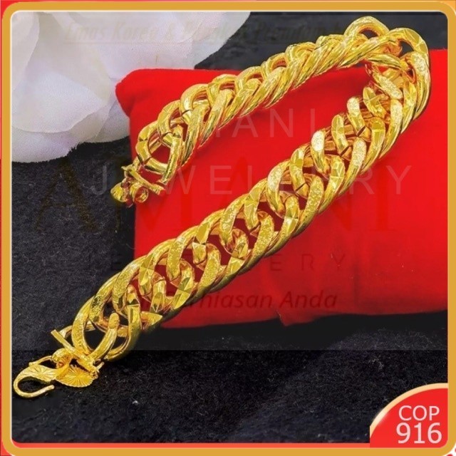 🔥GELANG TANGAN LIPAN (cangkuk S)💯COP916 bracelet rantai tangan emas ...