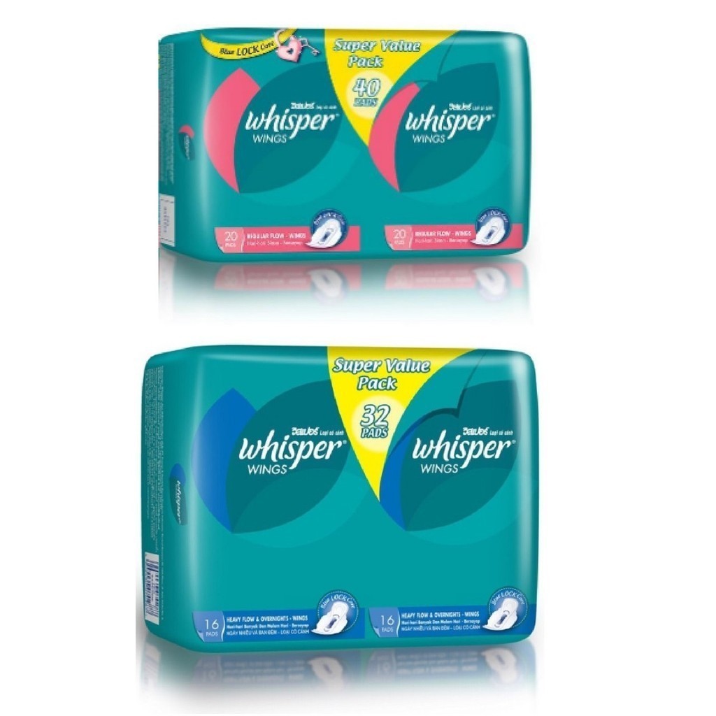 WHISPER Heavy/Regular Flow Bundle Pack (28cm X 32s)/(23cm X 40s ...