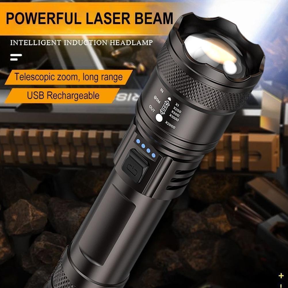 FL Gadget Torch Light Zoomable LED Super Bright Flashlight Rechargeable Flashlight with 3 Light ...