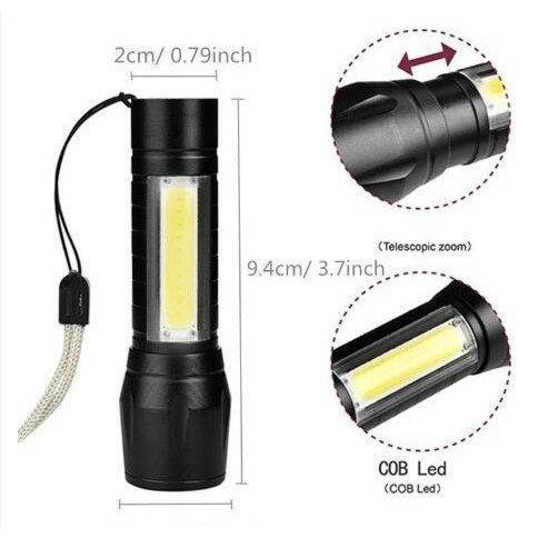 FL Gadget Mini Torch Light XPE + COB Dual Lights Flash Light ...