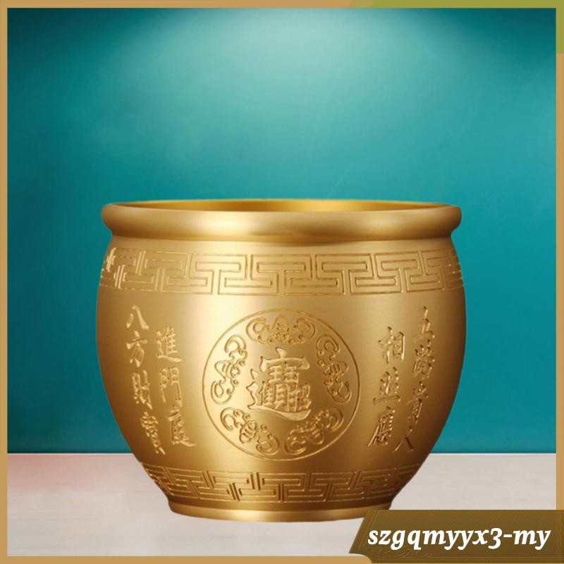 [ Treasure Basin Golden Offering Bowl Home Decoration Gift Chinese Feng ...