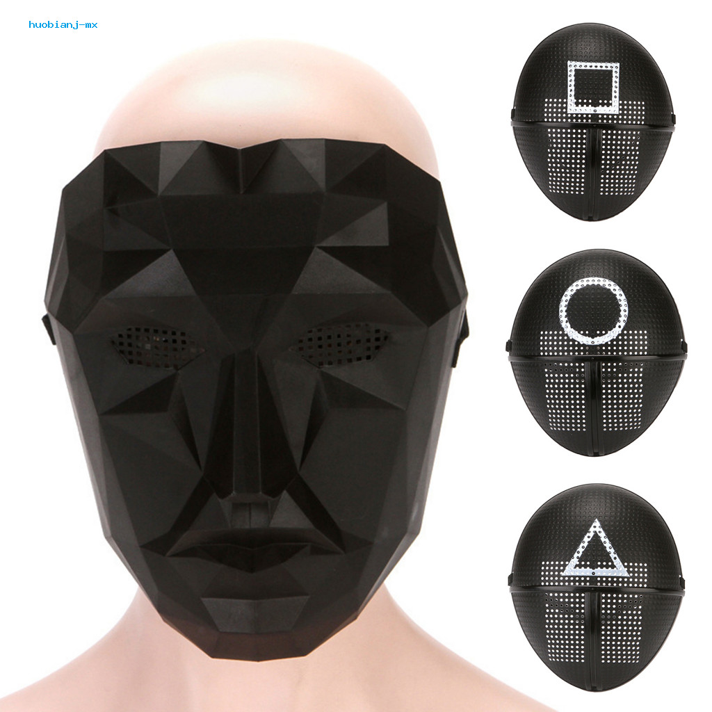 huobianj Plastic Cosplay Masque Circle Print Masque Geometric Pattern ...