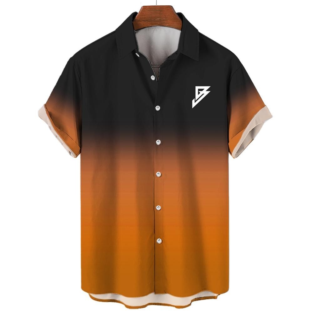 Gradient Men's Shirt Logo Print Short Sleeved Shirts For Men Fashion ...
