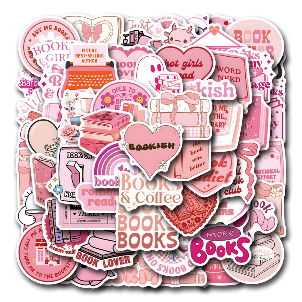 60 pcs Pink Bookish Waterproof PVC Stickers | Shopee Malaysia