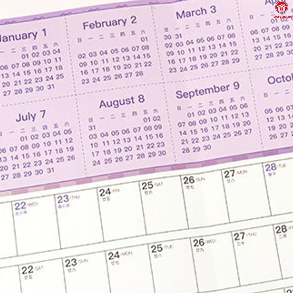 Annual Year Wall Calendar Poster Quick Date Checking and Easy Future ...