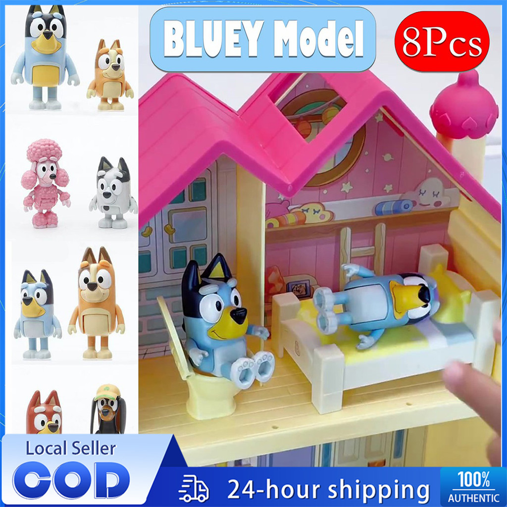 Bluey And Friend Anime Figure Bluey Kiri Bingo Family House Action ...
