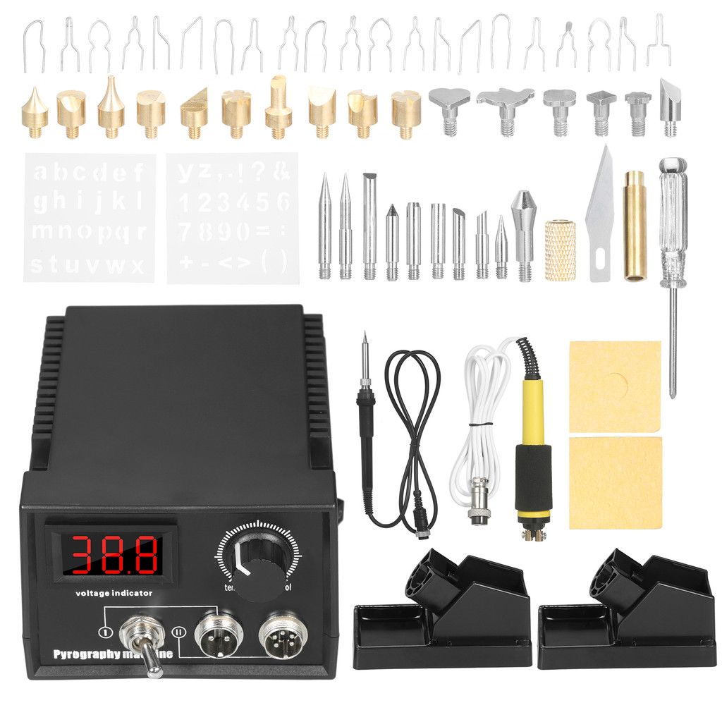 60W 55-Piece Woodburner Pyrography Wood Leather Burning Tool Kit ...