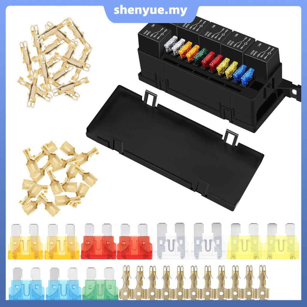 12V Fuse Relay Box Kit Auto Waterproof Fuse Relay Box Block with 52 ...