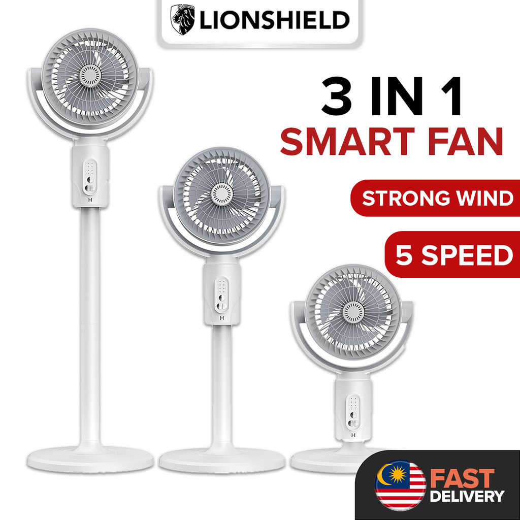 (MY) 3-In-1 Smart Fan 3 Blades Circulation Stand Fan Strong Wind 5 ...
