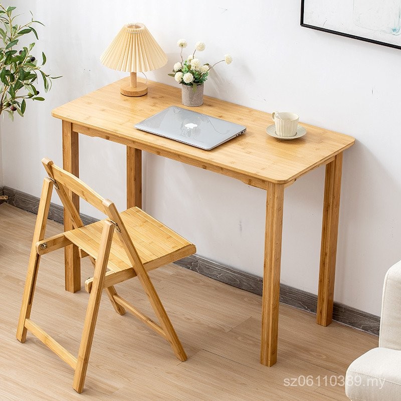 Nordic Narrow Student Long Table#电脑桌简约X6GM台式家实木长方形学习桌竹书桌桌子 | Shopee ...