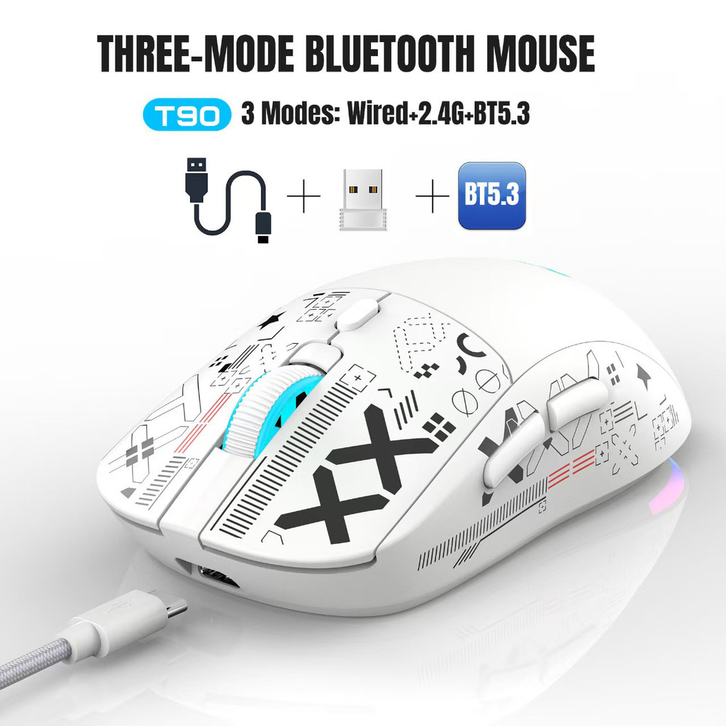 New Three-Mode Wired 2.4G Bluetooth Wireless Mouse RGB Illuminated ...