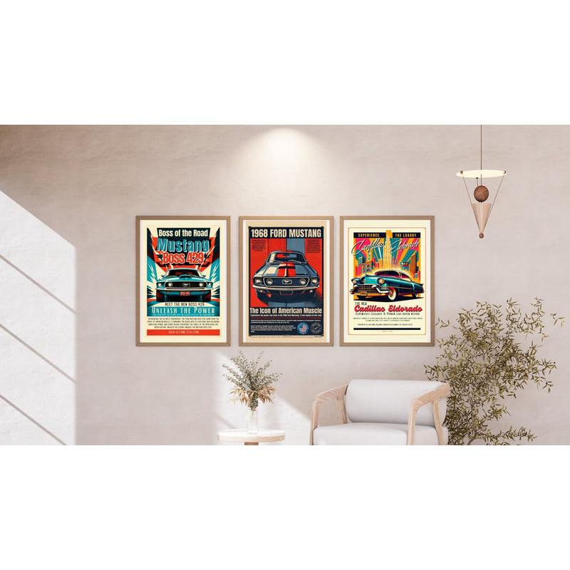 Vintage Car Poster Set Print Race Car Poster Gift for Car Guy Garage ...