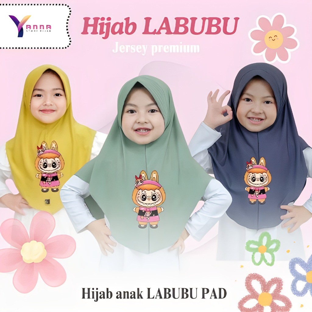 Labubu Children's Hijab Instant Hijab Viral Muslim Children's Hijab ...