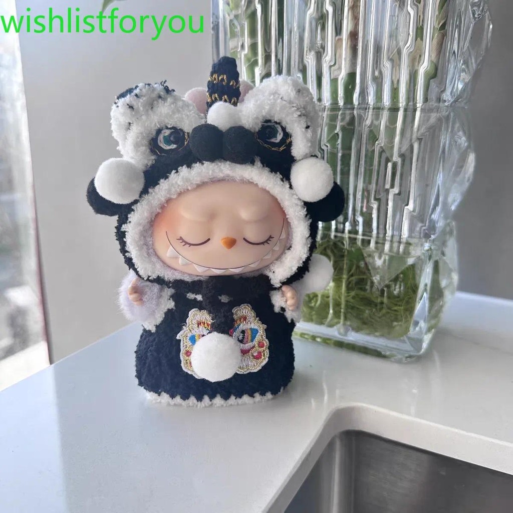 For 17cm Labubu Macaron Velvet Doll New Year Lion Dance Set Pink Gentle ...